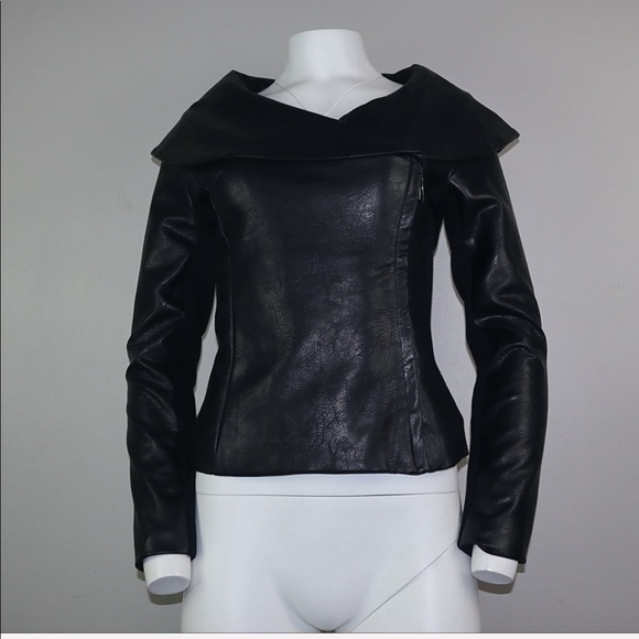 Jackets & Coats | Folded Collar Leather Jacket | Poshmark